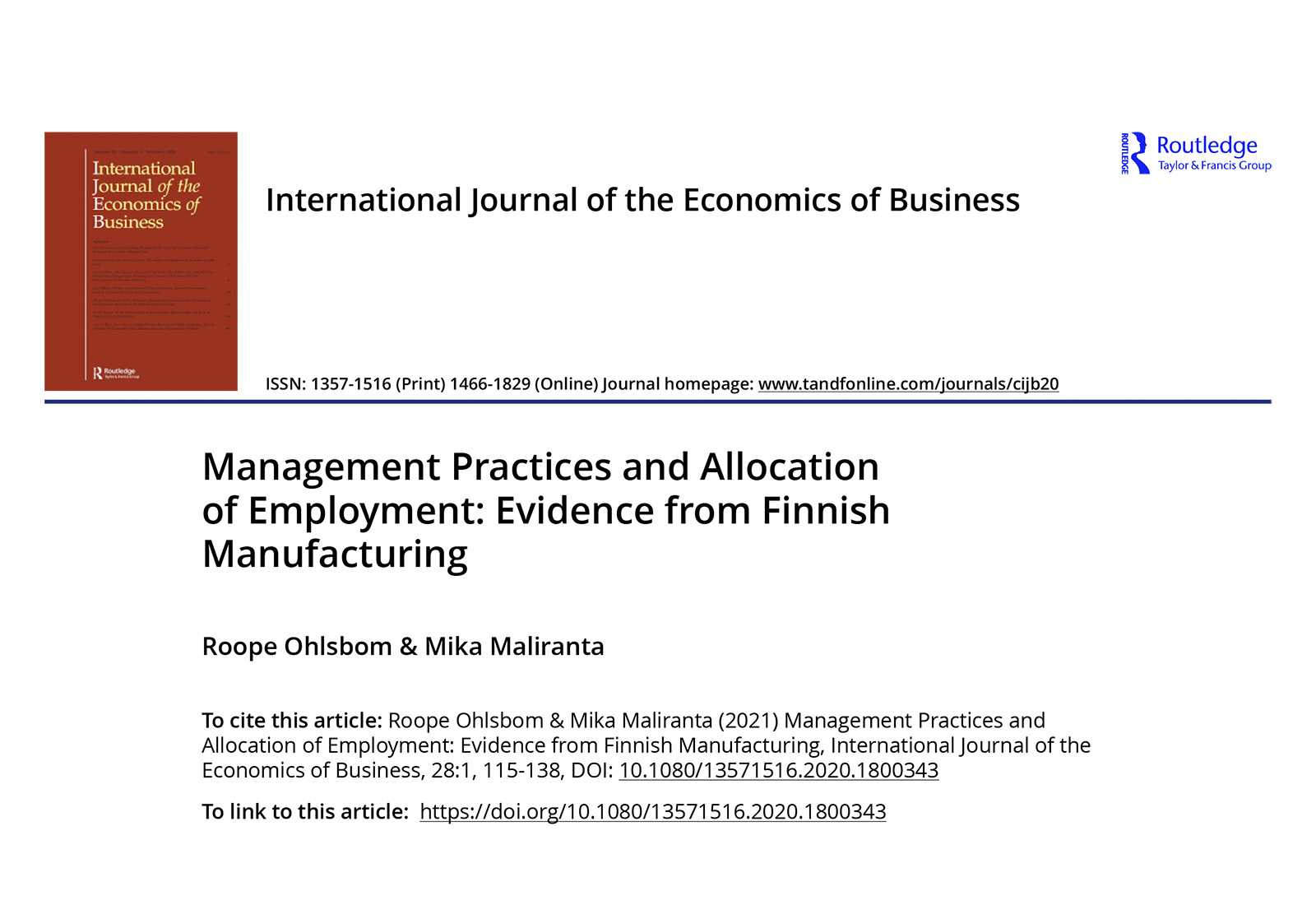 Management Practices and Allocation of Employment: Evidence from ...